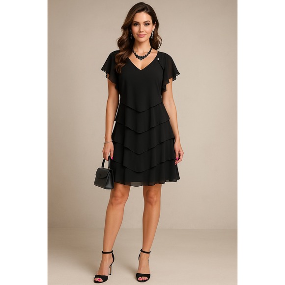 Patra | Dresses | Patra Dress Womens P Black Tiered Formal Cocktail ...